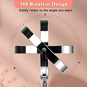 KuMers Lighted Makeup Mirror with Magnification, 10X 8’’Rechargeable Double Sided Vanity Mirror with Lights Magnifying Makeup Mirror with 3 Color Light with 360° Rotation, Detachable Base