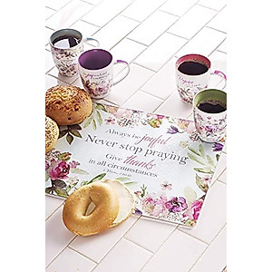 Christian Art Gifts Ceramic Coffee/Tea Mug Set for Women | Rejoice Watercolor Flowers Design Bible Verse Mug Set | Boxed Set/4 Coffee Cups