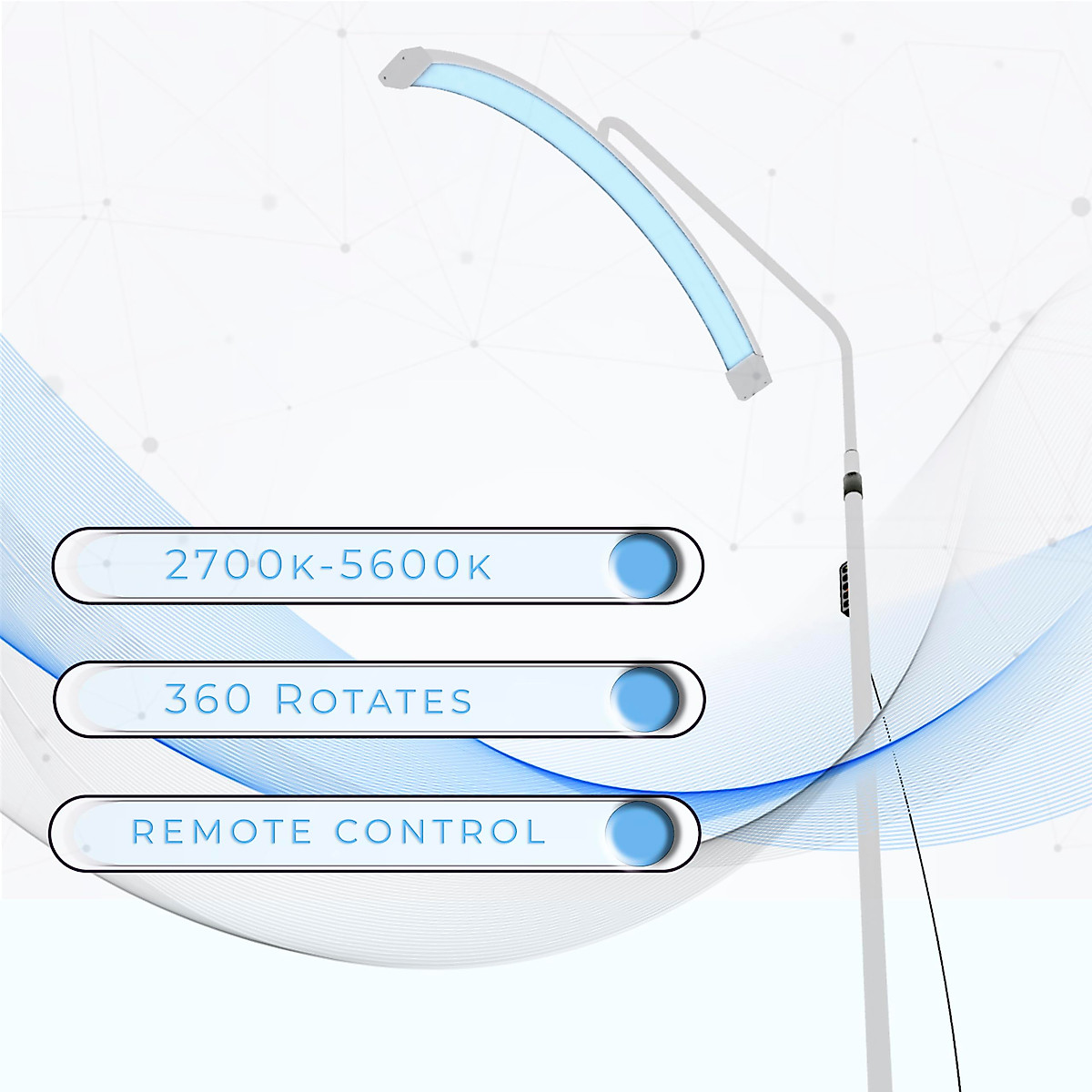 toyshi Half Moon Lamp for Lash Extension, Lighting for Beauty, Skincare, Lashes, Eyebrows, Filming Content Creation, Eyelash LED Floor Light White