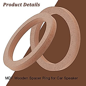 OLYCRAFT 4pcs Car Speaker Spacer Rings 6.5" MDF Speaker Rings Wooden MDF Speaker Spacer Rings Universal 6.5 Speaker Spacer Rings for Cars Boats Trucks