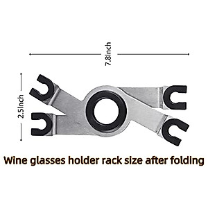 Countertop Wine Bottle & Glasses Holder Rack for Home, Kitchen, Bar, Collapsible Design, Holds 4 Stem Glasses and 1 Bottle