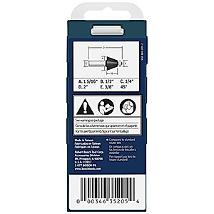 BOSCH 85298MC 1-5/16 In. x 45° Carbide-Tipped Chamfer Router Bit