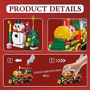 ZYLEGEN Christmas Train building Kit,Christmas Train Set with Snowman,Stocking Stuffer for Kids,Xmas Gifts for Boys Girls,Christmas Décor Building Kit(621+Pcs)
