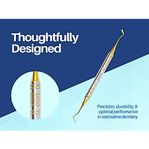 Dental Composite Glass Ionomer Amalgam Filling Instruments Kit (7 Golden Plasma Coated pcs) by Artman instruments