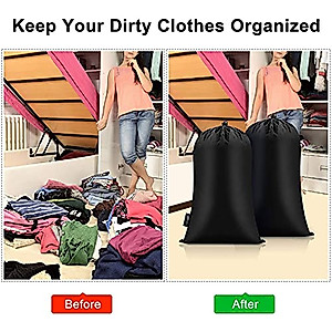 Luminesk Extra Large Laundry Bags 2 Pack 28'' x 45'' Heavy Duty XL Organizer Bag Fit Laundry Hamper Basket College Travel Dorm Tear Resistant Drawstring Dirty Cloth Storage, Three Loads of Clothes Black