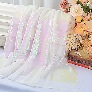 ShinyBeauty Xmas Sparkly Decoration 3 Feet 1 Yard Sequin Fabric-Iridescent Y0925