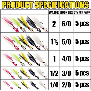 Bucktail-Jigs-Saltwater-Hair-Jigs-Head -Fishing-Lures-Assorted Kit