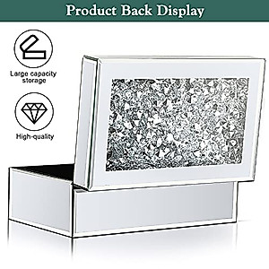 Kenning Luxury Silver Crushed Diamond Glass Mirrored Mirrored Jewelry Box Organizer Storage for Women Jewelry Ring Luxury Organizer Box