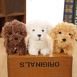 Cute Stuffed Animal Dog Anime Plush Key Chain, Fashion Accessory Backpack Clips, Kindergarten Gift, Handbag Pendant, 5 inch (White)