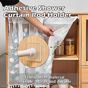6Pcs Adhesive Shower Curtain Rod Holder, SHAIDOJIO, Transparent Shower Curtain Rod Mount Holder, Shower Curtain Rod Tension Brackets No Drilling for Wall, Bathroom, Windows, Wardrobe