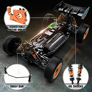 AMORIL 1:12 Fast Brushless RC Cars for Adults,Top Speed 100KM/H Remote Control Car with Independent ESC,3200KV Brushless Motor,3.5KG Metal Servo,Foam Tire,Sway Bar and Metal Rod,Orange