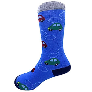 Czofnjesi Boys Knee High Tube Socks Dinosaur Comfort Cotton Stockings Socks 8 Pair Pack (4-8 Years, Navy Blue)