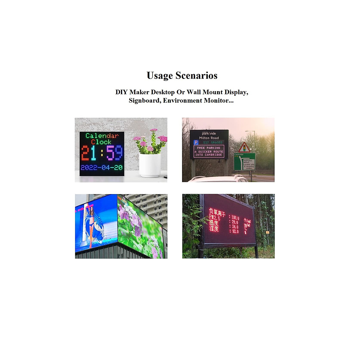 waveshare 64×64 Pixels RGB Full-Color LED Matrix Panel Display 3mm Pitch LED Module Compatible with Arduino,4096 Individual RGB LEDs,Adjustable Brightness