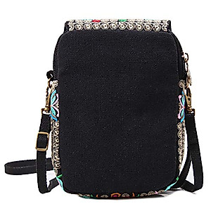 SILKAREA Embroidered Cute Small Crossbody Bag for Women Cell phone Purse Mini Handbags Wristlet Wallet Bag Coin Pouch