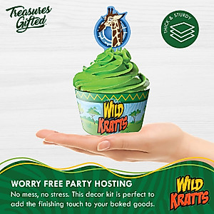 Treasures Gifted Wild Kratts 24ct Cupcake Toppers & Wrappers - Birthday Party Supplies