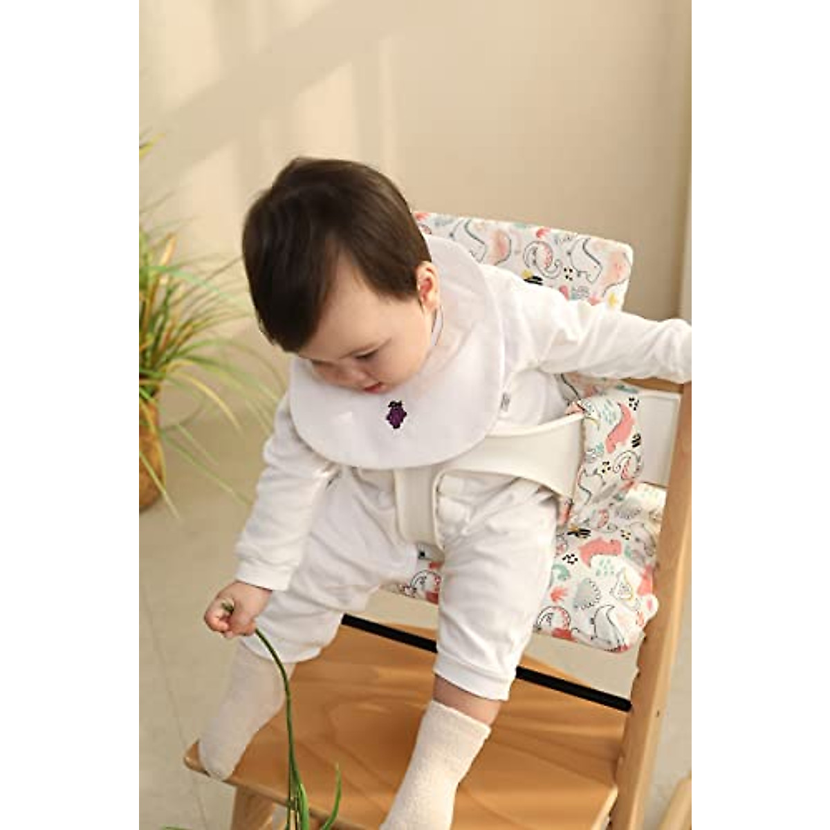 Gembebe Polyester Waterproof Cushion Set Compatible with Stokke Tripp Trapp High Chair (Dino Friends)