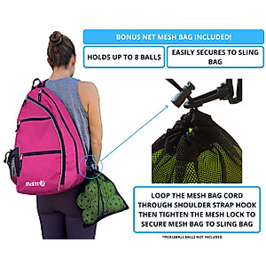 McEtt Pickleball Sling Bag – Adjustable Crossbody Backpack for Women Men – Holds Pickleballs, Paddles, Water Bottle, Gear