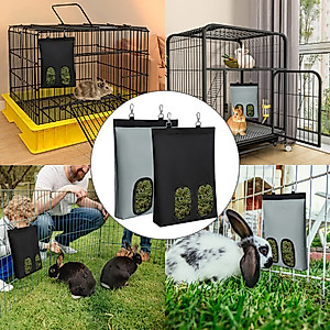 GOCOHHI 2 Pcs Guinea Pig Hay Feeder Bag, Rabbit Hay Feeder, 2 Holes Capacity Hay Holder, 600D Oxford Fabric Hay Bag for Rabbit Guinea Pig Chinchilla Hamsters Small Pets Animal