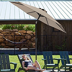 C-Hopetree 7.5 ft Outdoor Patio Market Table Umbrella with Tilt, Taupe