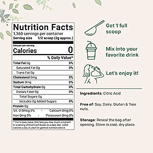 Citric Acid 6 Pounds, Food Grade, Fine Granular Powder | 100% Pure, Concentrated Anhydrous Form | Natural Preservative + Great for Cooking, Cleaning, & DIY Bath Bombs | Non-GMO