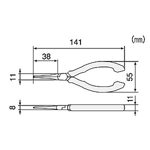 ENGINEER Compact Precision Compact Long Nose Pliers (Needle tip),Professional Grade, ESD Safe with Carbon Steel Jaws. Made in Japan. ps-03,Black,141mm