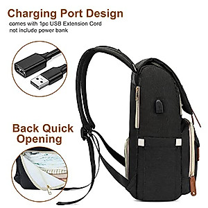 Terzini Bear Small Diaper Bag Backpack, Diaper Bags for Baby with USB Charging Port,Changing mat,Stroller Hooks (BLACK2)