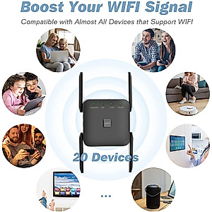 2023 Newest WiFi Extender, 1200Mbps WiFi Repeater, Mini WiFi Booster, Dual Band Internet Booster with Ethernet Port, WPS Button Quick Setup, Home Wireless Signal Booster Covers up to 3000Sq.ft