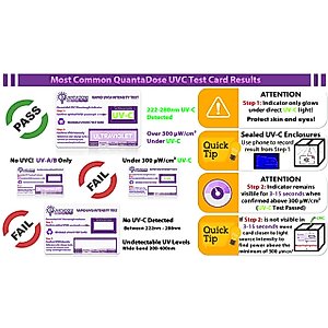 2nd Gen QuantaDose® Reusable UVC Light Test Card with UV Intensity Strip Sensitive to UVA/UVB/UVC Light