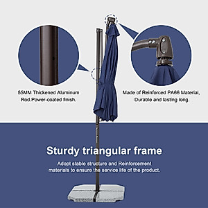 Tempera 10ft Deluxe Cantilever Umbrella, Offset Umbrella with 360° Rotation, 3-year Nonfading Olefin Canopy, Crank Control & 5-level Tilting and Cross Base for Yard, Garden, Deck & Lawn