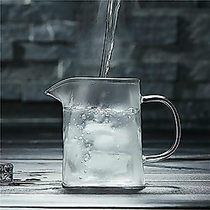 Dadamong Glass Pitcher with Handle, Milk and Cream Pitcher Cup Jug, Heat Resistant Borosilicate Glass Creamer for Coffee Tea or Maple Syrup Serving, Stovetop & Microwave Safe (25oz/ 750ML)