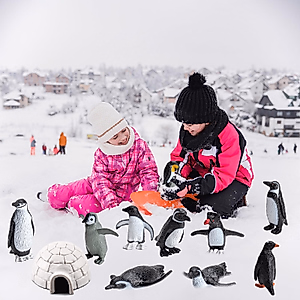 Morofme Arctic Penguin Figurines Toy Playset Mini Penguin Toy Set Realistic Penguin Cake Topper Small Penguin Action Figures Polar Animal Educational Toys Christmas Party Supplies Gift for Kids
