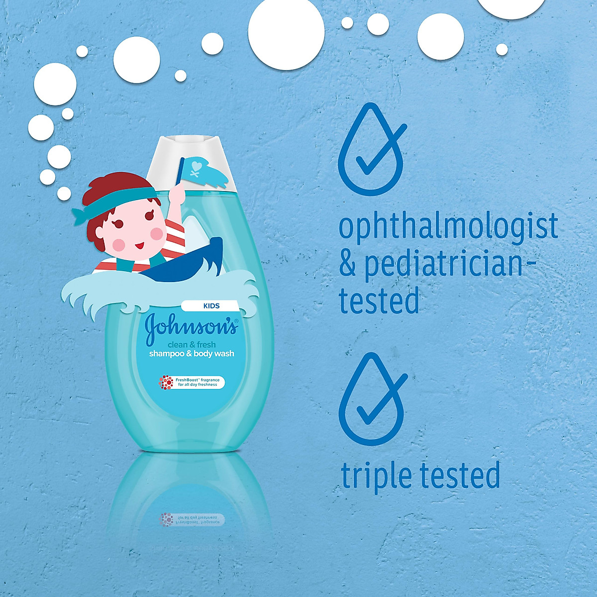 Johnson's Kids Clean & Fresh Children's Shampoo & Body Wash, Tear-Free, Paraben-, Sulfate- & Dye-Free, Hypoallergenic & Gentle on Toddlers' & Kids' Developing Hair, FreshBoost Scent, 13.6 fl. oz