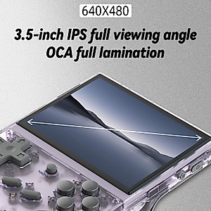 RG35XX 2024 New Updated Portable Game Console with 3.5 Inch IPS Screen Built-in 5470+ Games Linux System, Handheld Video Games Support Gamepad and HDMI TV Output, Retro Game Gift (Transparent Purple)
