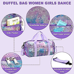 CAMTOP Mesh Travel Duffle Bag for Kid Girls Boys Small Overnight Weekender Sleepover Bags Carry On Dance Sport Bag with Shoe & Wet Compartment for Swim Beach Camp Travel
