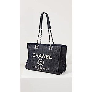 CHANEL Women's Pre-Loved Deauville Medium Tote, Denim, Blue, One Size