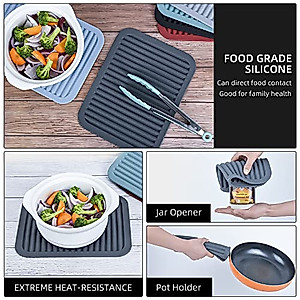 IFFMYJB Silicone Trivets for Hot Dishes, Pots and Pans, Hot Pads for Kitchen Counter, Heat Resistant Trivets for Quartz Countertops, Hot Pads, Silicone Pot Holders Mats, Teal Table Trivet Mat, Set 2