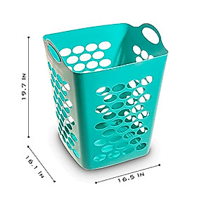 SEDLAV Hamper, Laundry Basket Plastic, Turquoise, 20”, Hampers For Laundry, Dirty Clothes Hamper, Storage For Clothes
