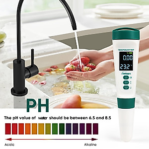 Smleapcc TDS Meter, 5 in 1 PH Meter,PH/TDS/EC/Salinity/Temp Meter for Water,High Accuracy Water Testing Kits for Drinking Water, Pools, Fish Tank, and Hydroponics，Rechargeable (White)