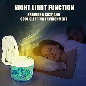 Desk Fan Rechargeable Portable Foldable Fan, Evaporative Mini Personal Air Conditioner with 3 Speeds 3L Water Tank, Air Cooler with Aromatherapy and Night Light for Home, Office and Outdoor