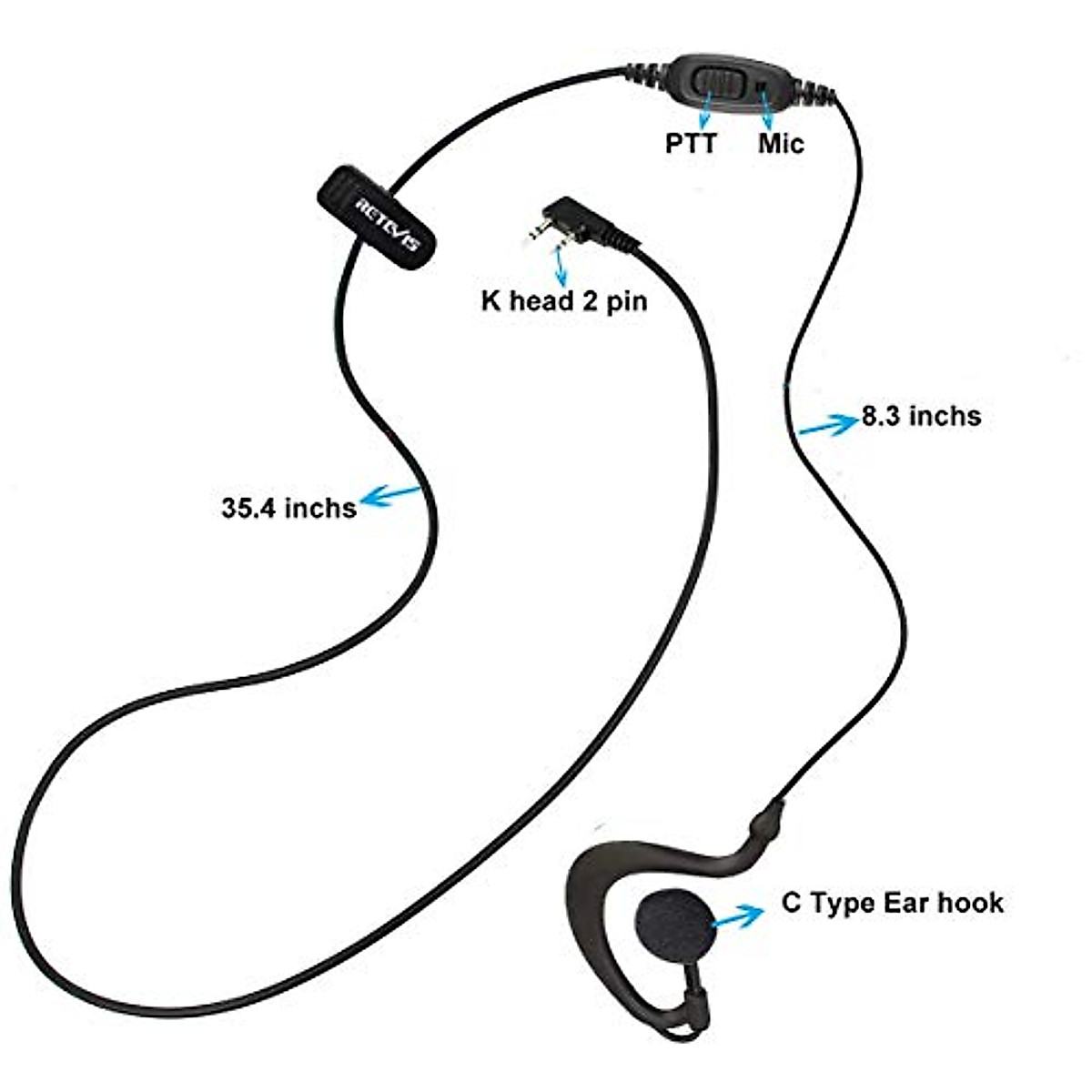 Retevis H-777S Walkie-Talkies Long Range,Rechargeable Two Way Radio,2 Way Radio with Earpieces,VOX Long Antenna Crisp Voice for Adults Gift Hunting Camping Outdoor Biking(2 Pack)