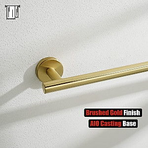 JQK Bath Towel Bar, 24 Inch Brushed Light Gold Towel Rack Bathroom, 304 Stainless Steel Thicken 0.8mm Towel Holder Wall Mount, Total Length 27 Inch, TB110L24-BG