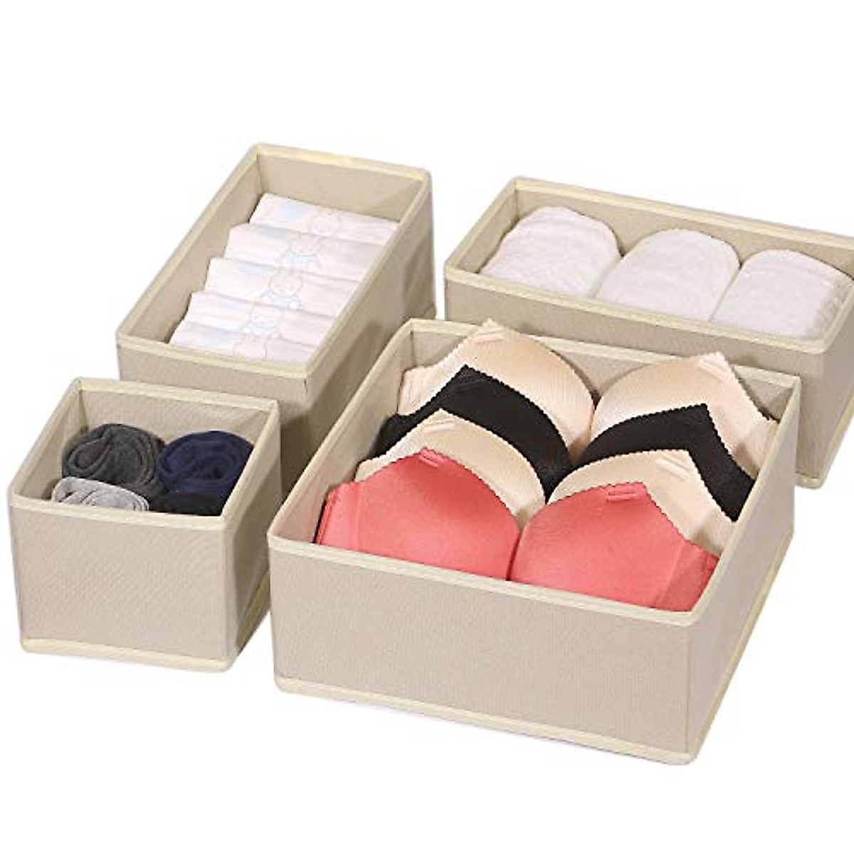 DIOMMELL 6 Pack Foldable Cloth Storage Box Closet Dresser Drawer Organizer Fabric Baskets Bins Containers Divider with Drawers for Clothes, Underwear, Bras, Socks, Lingerie, Clothing