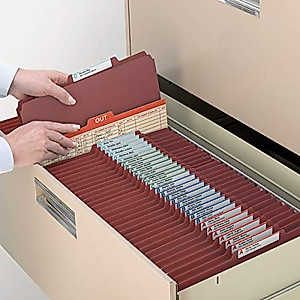 Smead Pressboard Classification File Folder with SafeSHIELD Fasteners, 1 Divider, 2" Expansion, Letter Size, Red, 10 per Box (13775)