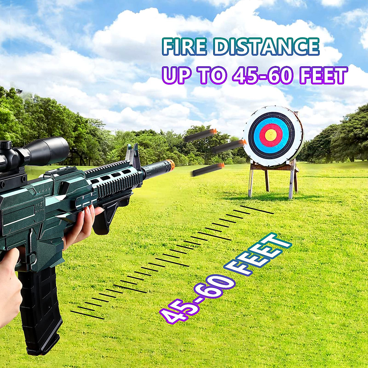 Toy Guns for Boys 8-12, Automatic Machine Toy Gun Electric Toy Foam Blasters & Guns with 200 Bullets, 2 Magazines, 1 Goggles, Foam Dart Gun Toys Birthday Xmas Gifts for Kids 8+