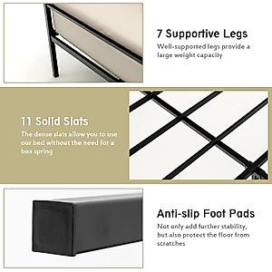 GOFLAME Full Size Metal Canopy Platform Bed Frame, Modern Canopy Bed with 4 Posters, Underbed Storage, Mattress Foundation with Steel Slat Support and Headboard, Easy Assembly, No Box Spring Needed