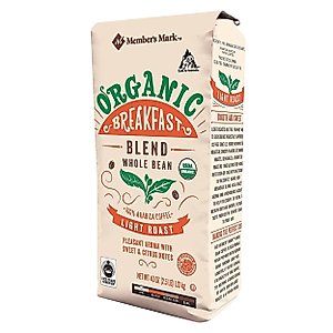 Member's Mark Organic Breakfast Blend Whole Bean Coffee (40 Ounce)