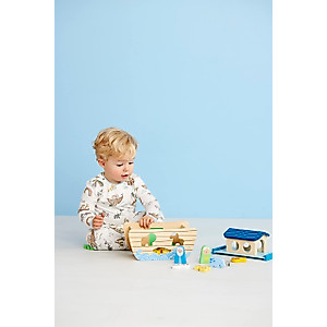 Mud Pie Baby Boy's Noahs Ark Pajama Set, White, 5T