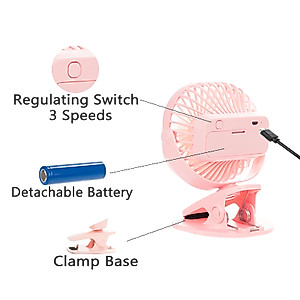 Handheld Fan, Portable Mini Fan in 5 Speeds Adjustable, Personal Fan Digital Display, USB Rechargable Small Fan with Base for Indoor Office Outdoor Home Travel (Blue)