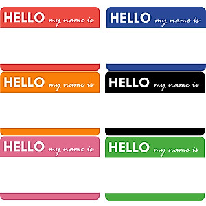 Cualfec 300Pcs Hello My Name is Stickers Colorful Name Badge Stickers 3.5 x 2.25 inches - 6 Color per Sheet (50 Sheets)