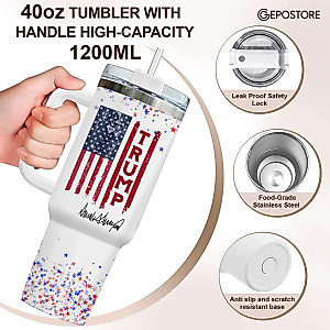 GEPOSTORE American Girls Tumbler 40oz with Handle, Bandana US Girl Tumbler Cup, Patriots Gift for Girls, Birthday Gifts for Teen Girls